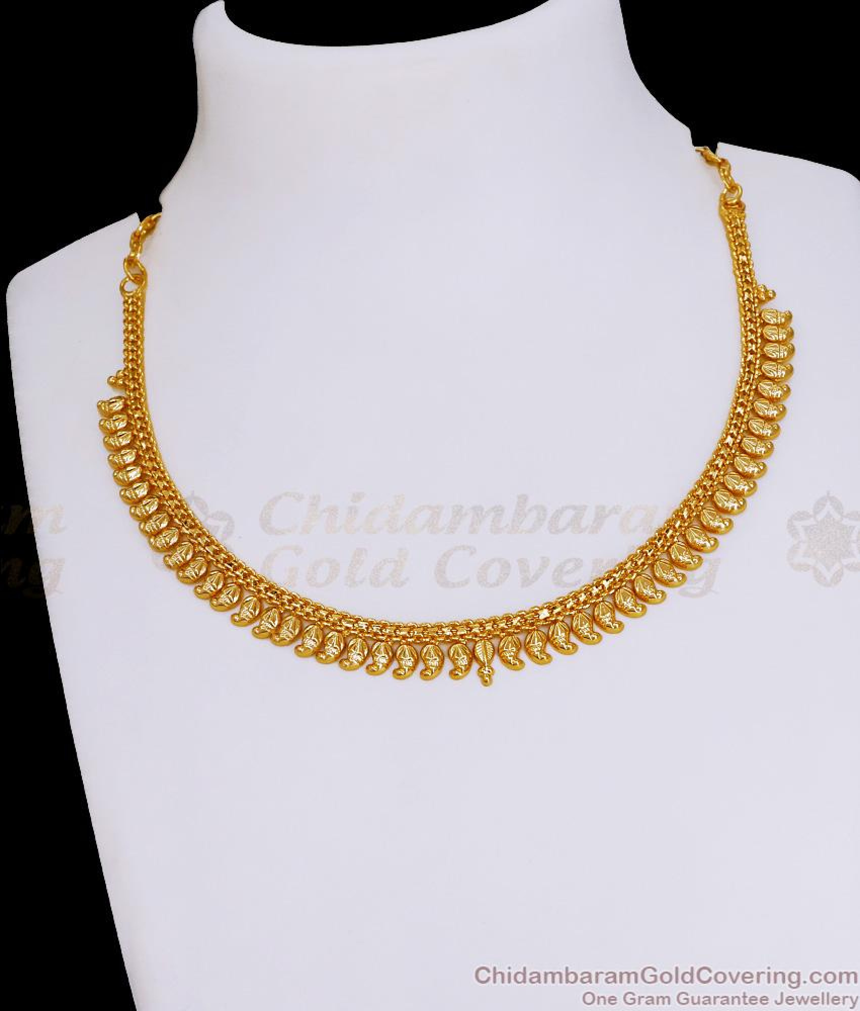 Traditional Mango Design Gold Plated Necklace Designs NCKN3794