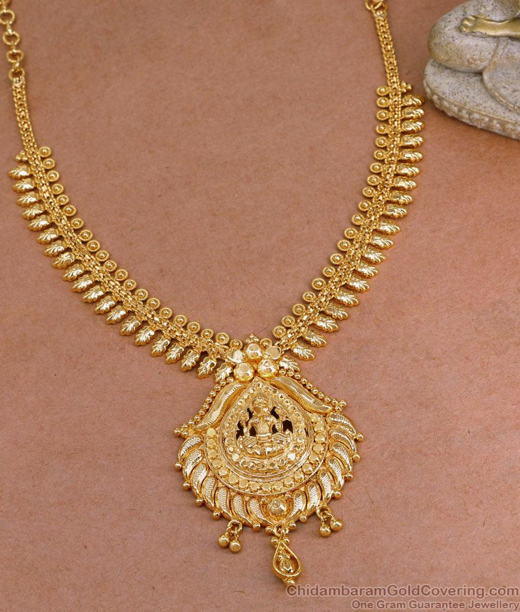 Kerala Mullai Arumbu Design Gold Plated Necklace Online NCKN3797