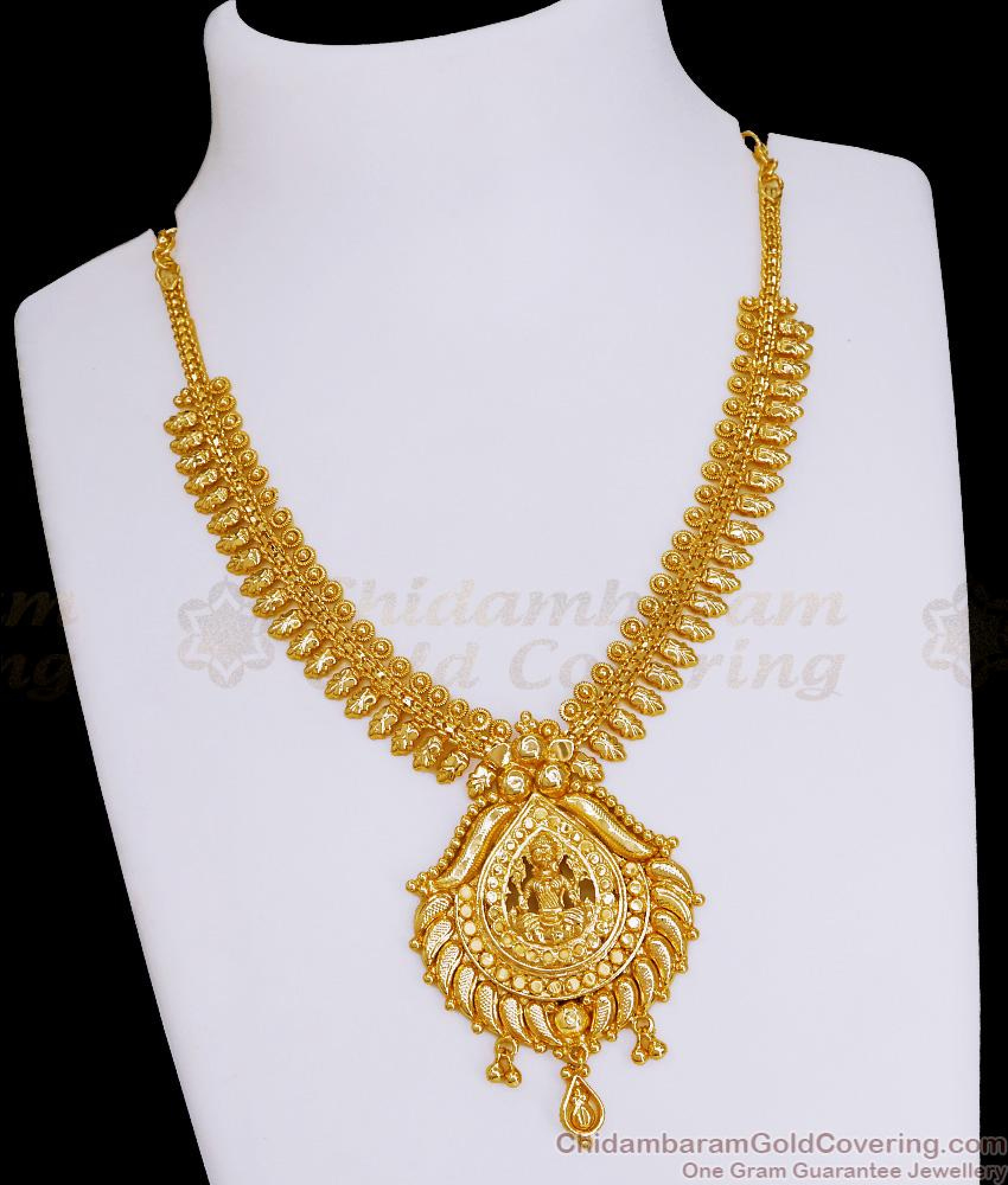 Kerala Mullai Arumbu Design Gold Plated Necklace Online NCKN3797