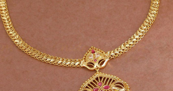 New Arrival Real Gold Design Gold Plated Necklace With Stones NCKN3818