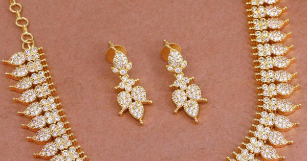 Buy Latest Full White Stone Victoria Necklace Set For Marriage NCKN3834