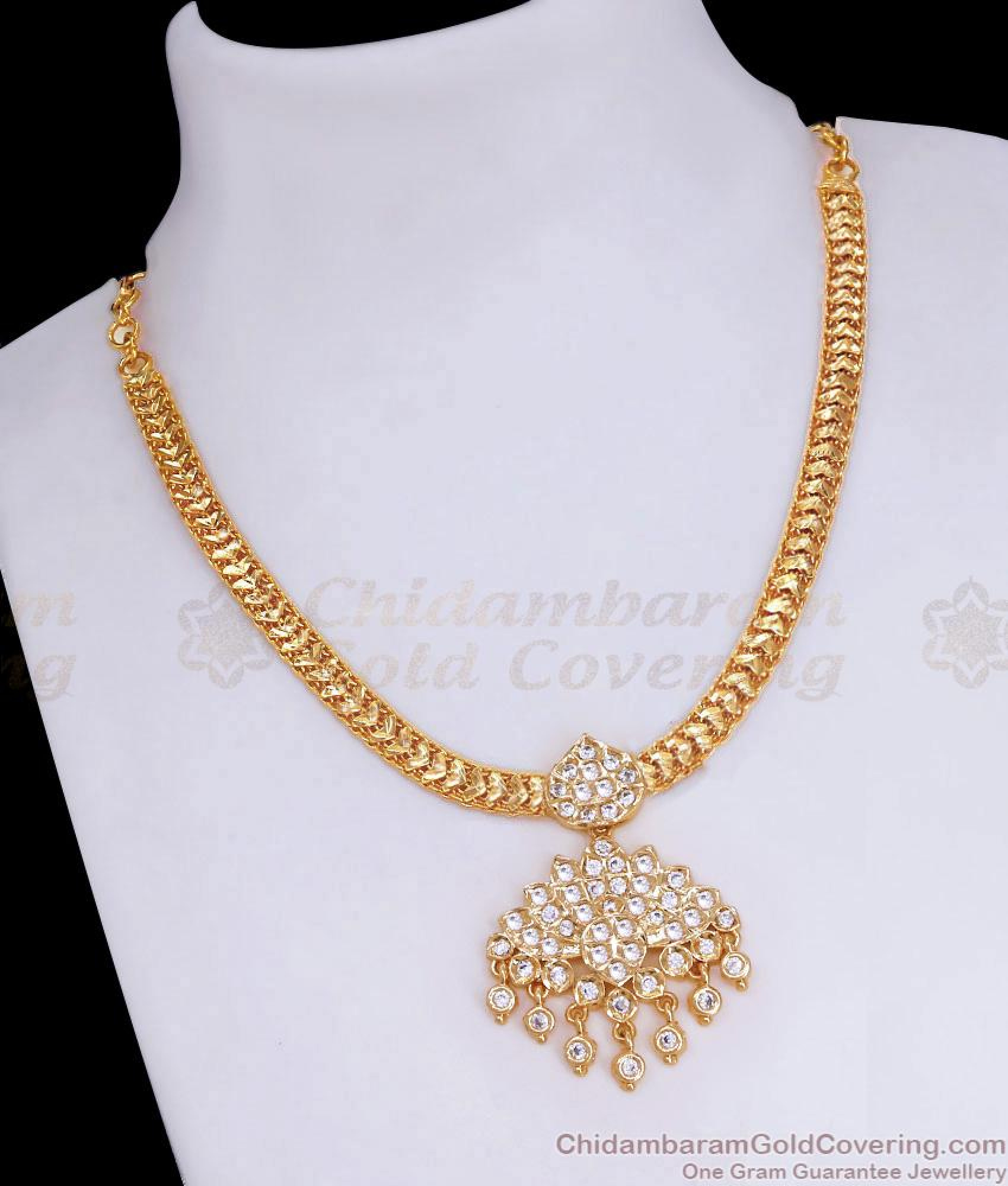 Traditional Gold Imitation Attigai Impon Pendant Design NCKN3846