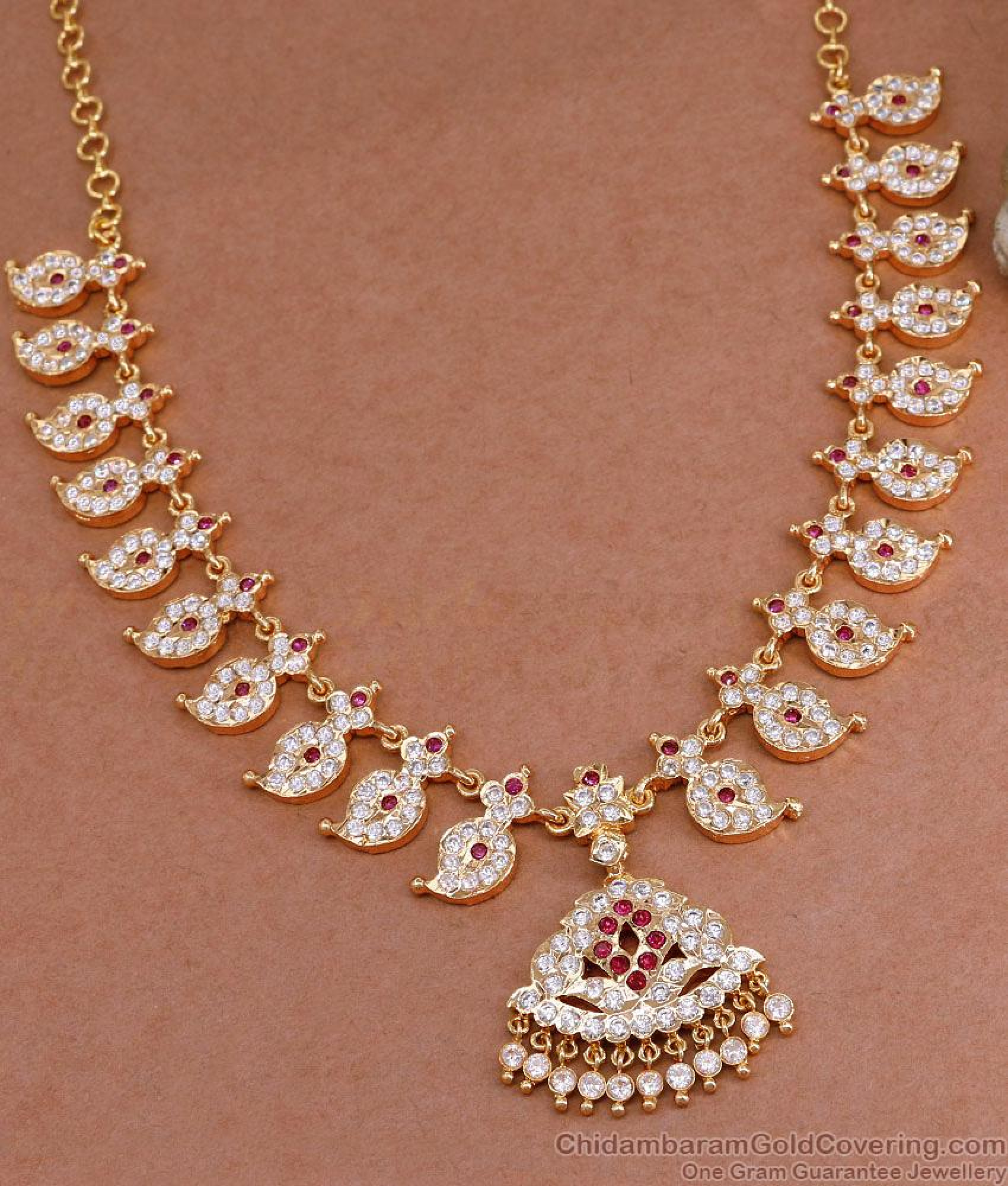 Buy Real Gold Design Impon Necklace Mango Design For Wedding NCKN3860