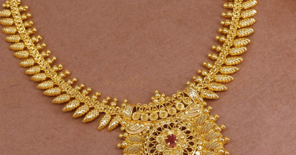 Beautiful Mullai Arumbu Design 1 Gram Gold Necklace Design NCKN3872