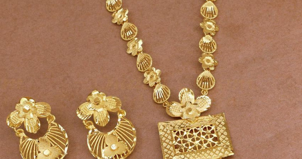 Women Bridal Wear Two Gram Gold Forming Necklace Combo Set NCKN3946