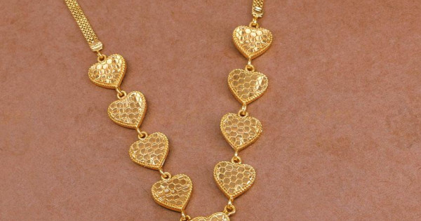 Elegant Heart Design 1 Gram Gold Necklace Bridal Jewelry Online NCKN3957