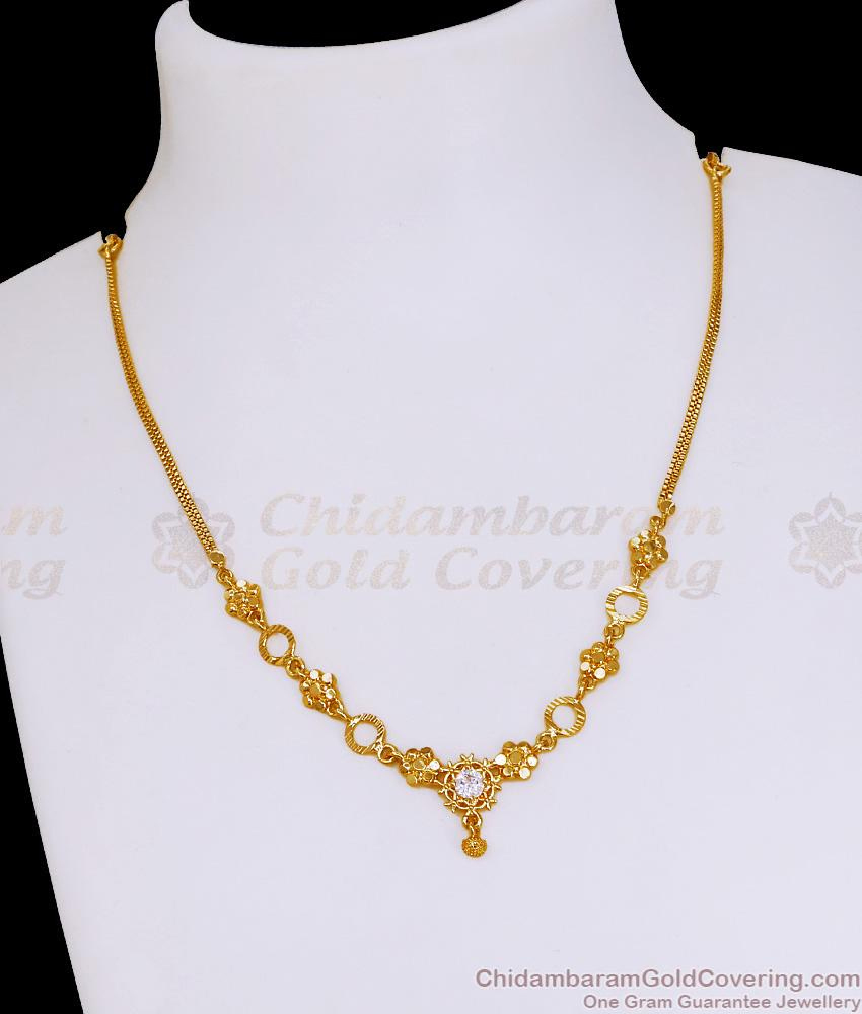 Beautiful White Stone Gold Imitation Short Necklace NCKN3983