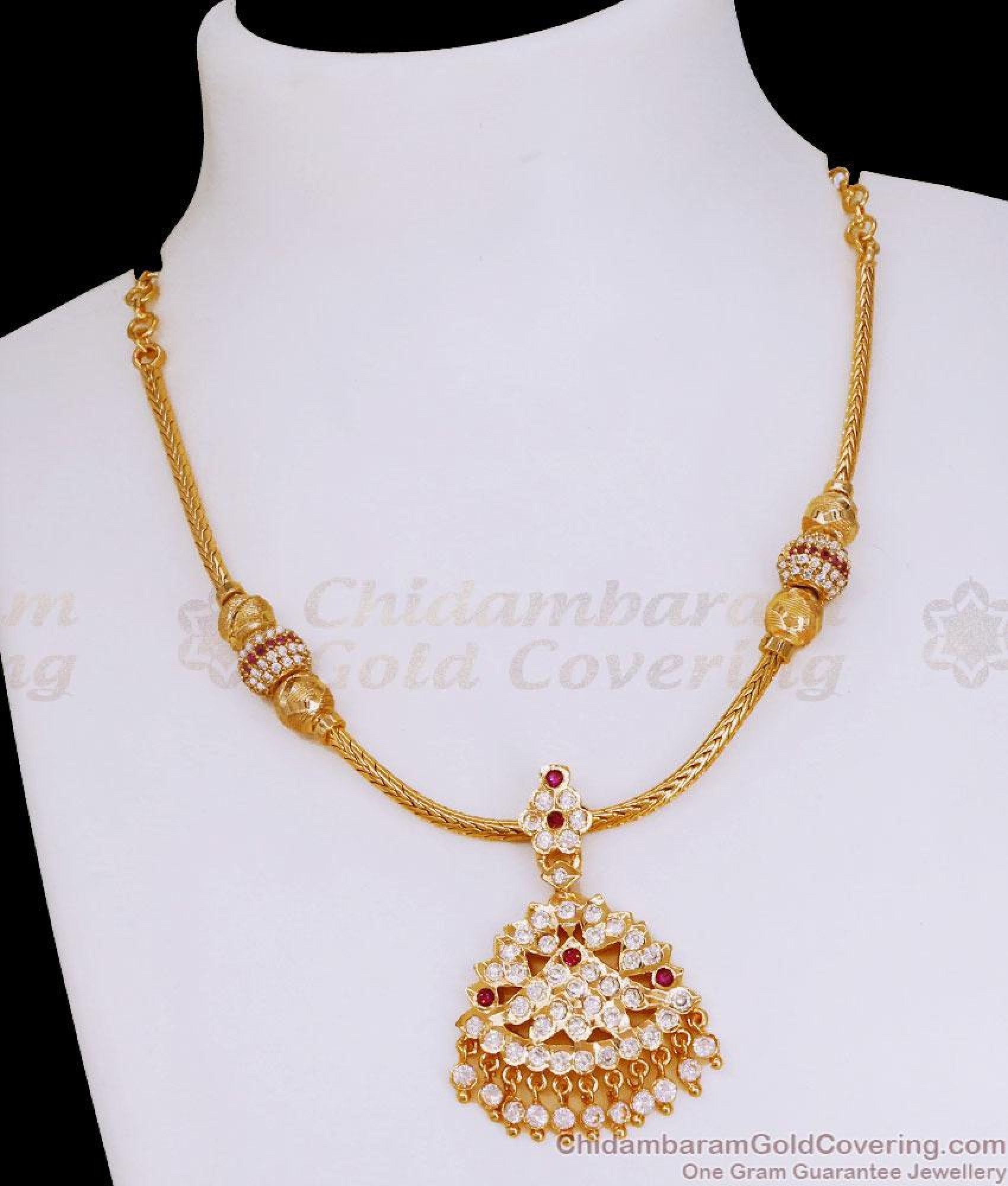 Trendy Impon Attigai Gold Imitation Necklace Ball Design NCKN4003