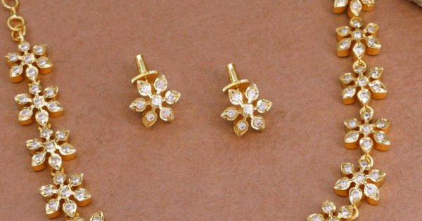 Premium Quality Floral Design Impon Necklace Earring Combo Set NCKN4006