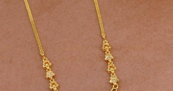 Latest Matt Finish Gold Imitation Long Necklace Without Stone NCKN4058