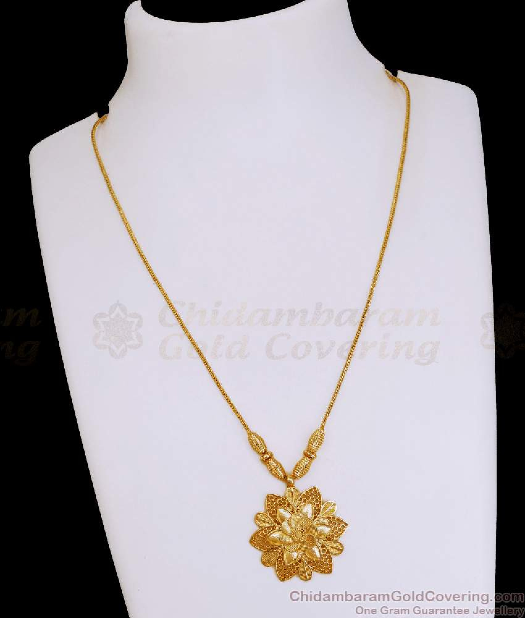 Trendy One Gram Gold Plain Floral Design Necklace Collections Online ...