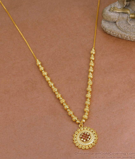 Buy Gold Plated Light Weight Necklace Lakshmi Ruby Stone Design NCKN3260
