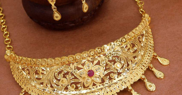 Premium Quality 2 Gram Gold Small Cute Choker Design Ruby Stone NCKN4168