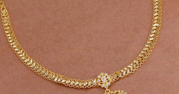 Full White Stone One Gram Gold Necklace Heart Chain Design For Wedding ...