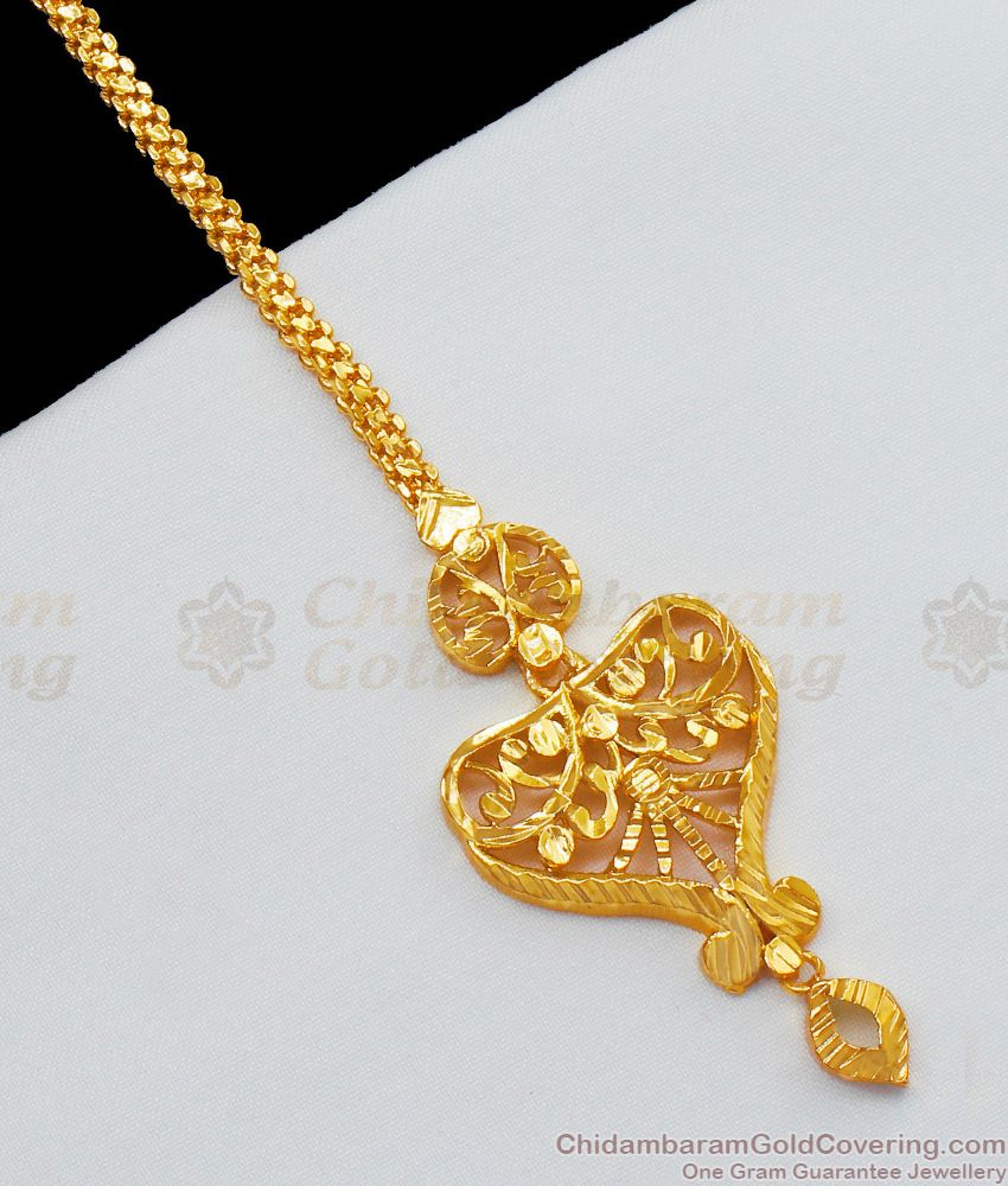 Gold Heart Design Dollar Type Gold Nethichutti Ladies Hair Ornament NCHT191