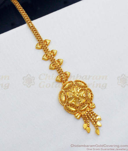 Long Nethichutti Gold Inspired Traditional Pattern Mang Patti For ...