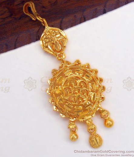 One Gram Gold Maang Tikka Floral Pattern Bridal Jewelry NCHT323