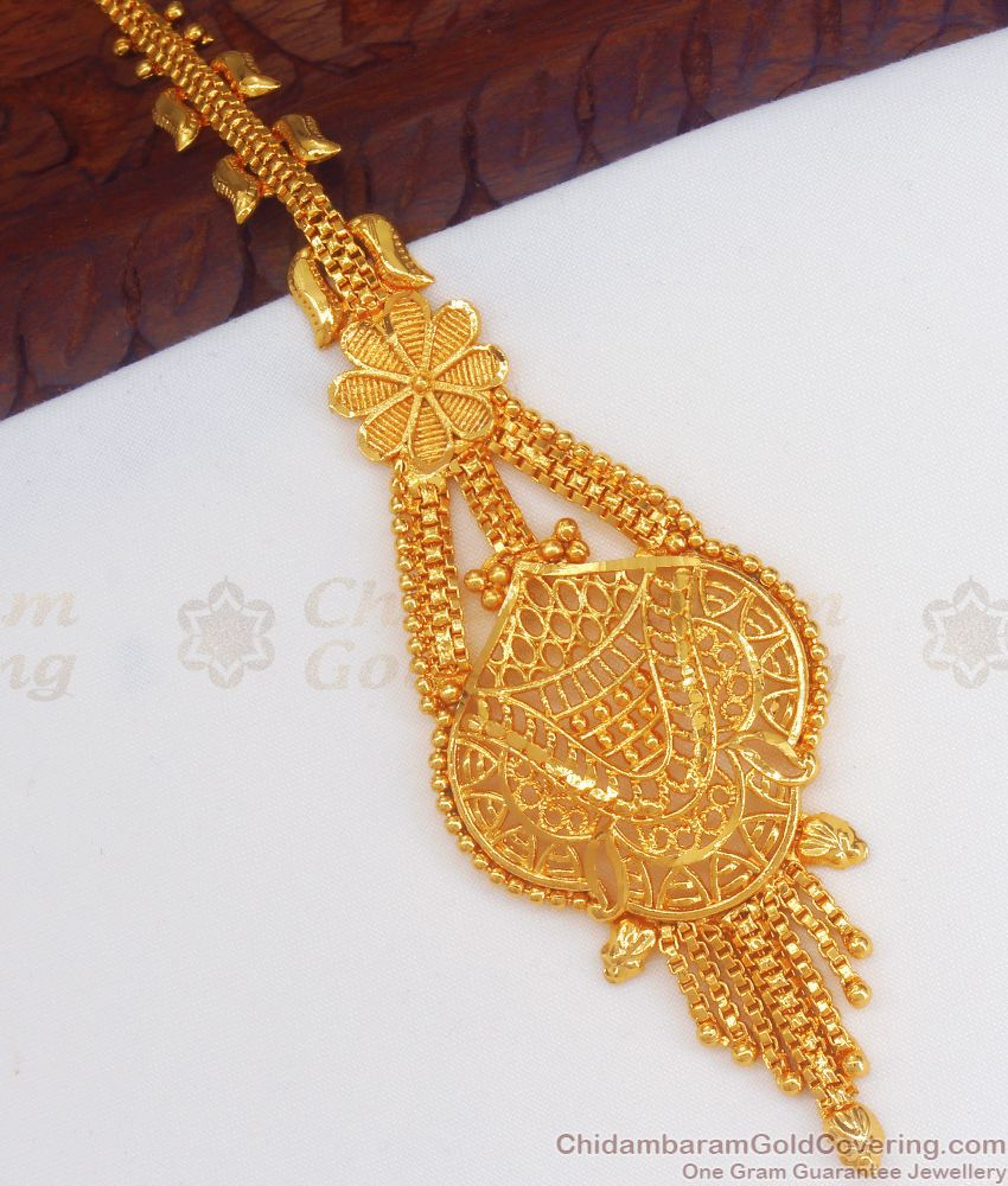 One Gram Gold Plated Plain Nethichutti Hair Ornament NCHT287