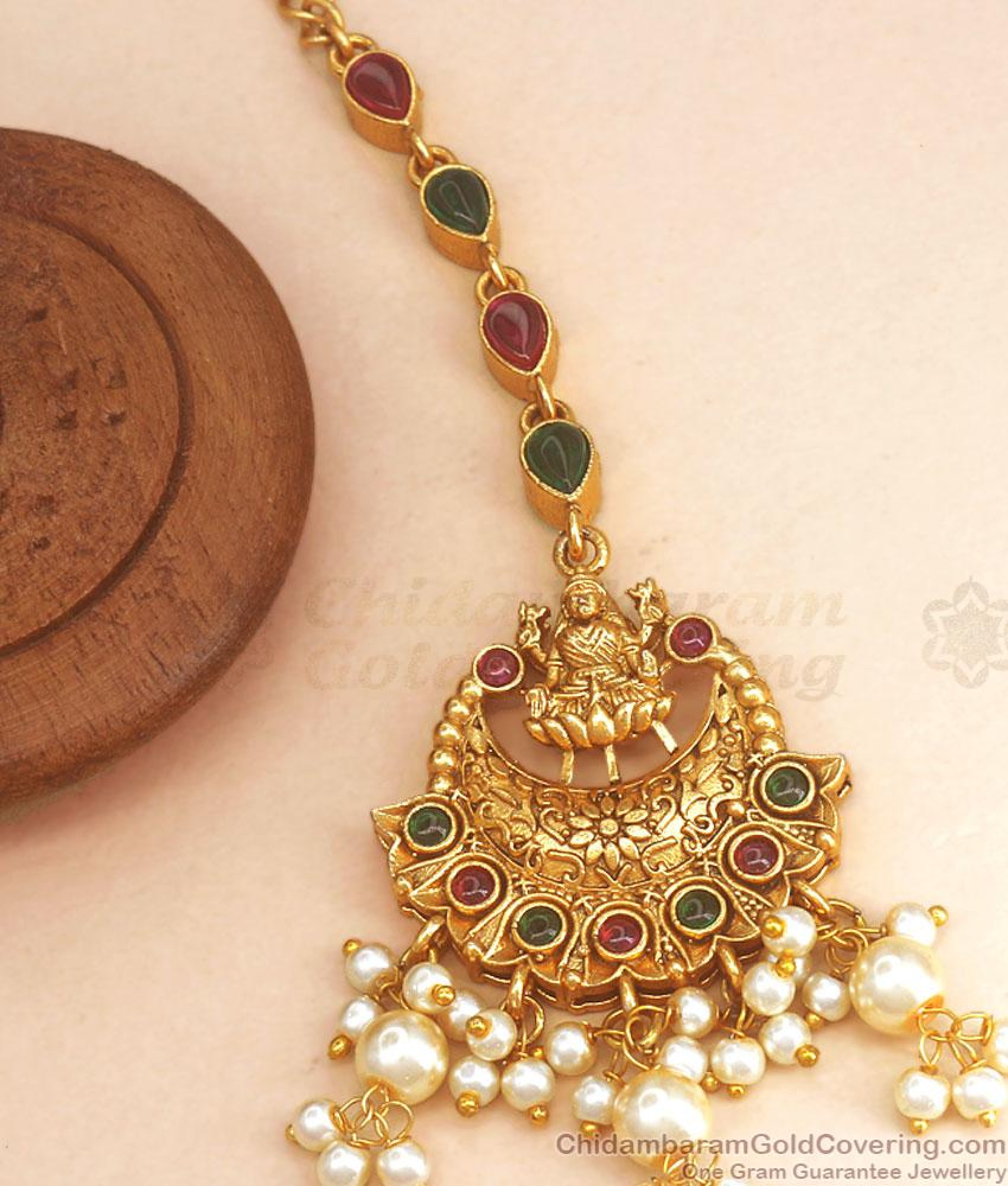 Premium Antique Kemp Stone Temple Jewelry Nethichutti Designs Shop ...