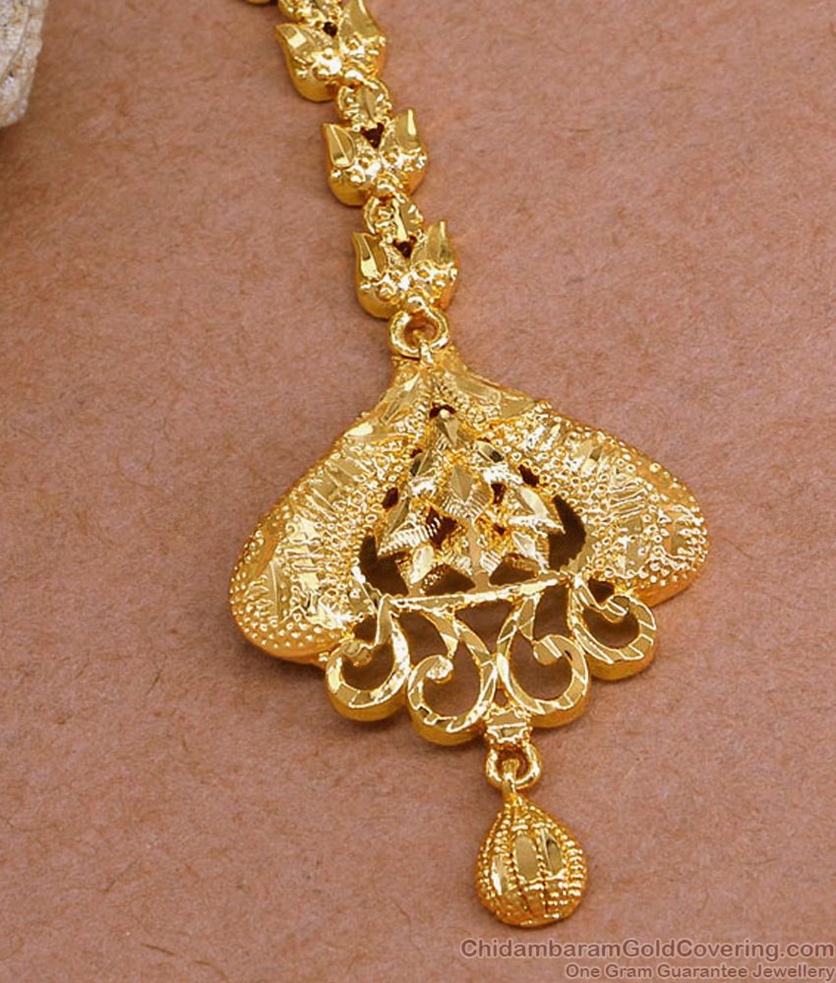 Real Gold Design Floral Design Nethichutti For Brides NCHT424
