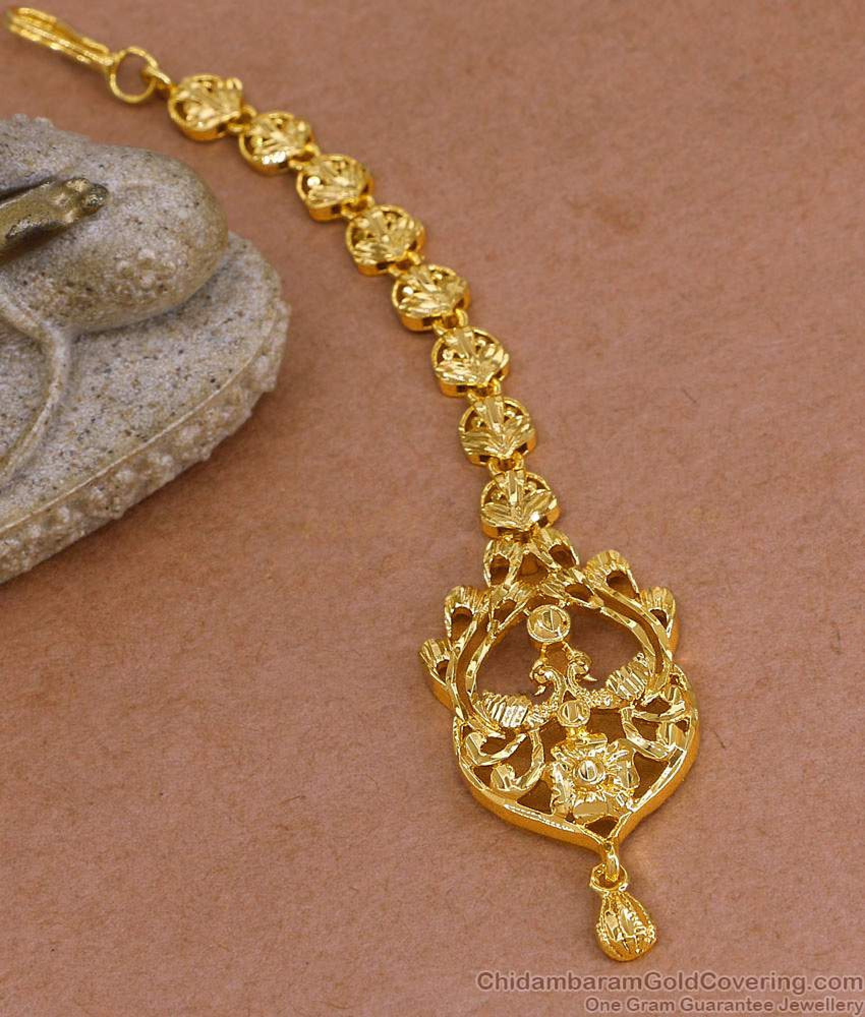 Premium Quality Gold Imitation Nethichutti Peacock Design For Brides ...