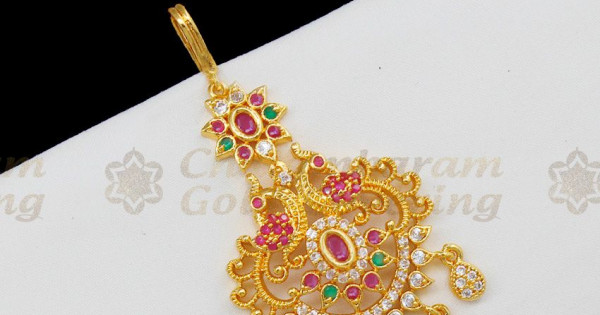 Sparkling Multi Color Stones Gold Inspired Short Maang Patti Ornament ...