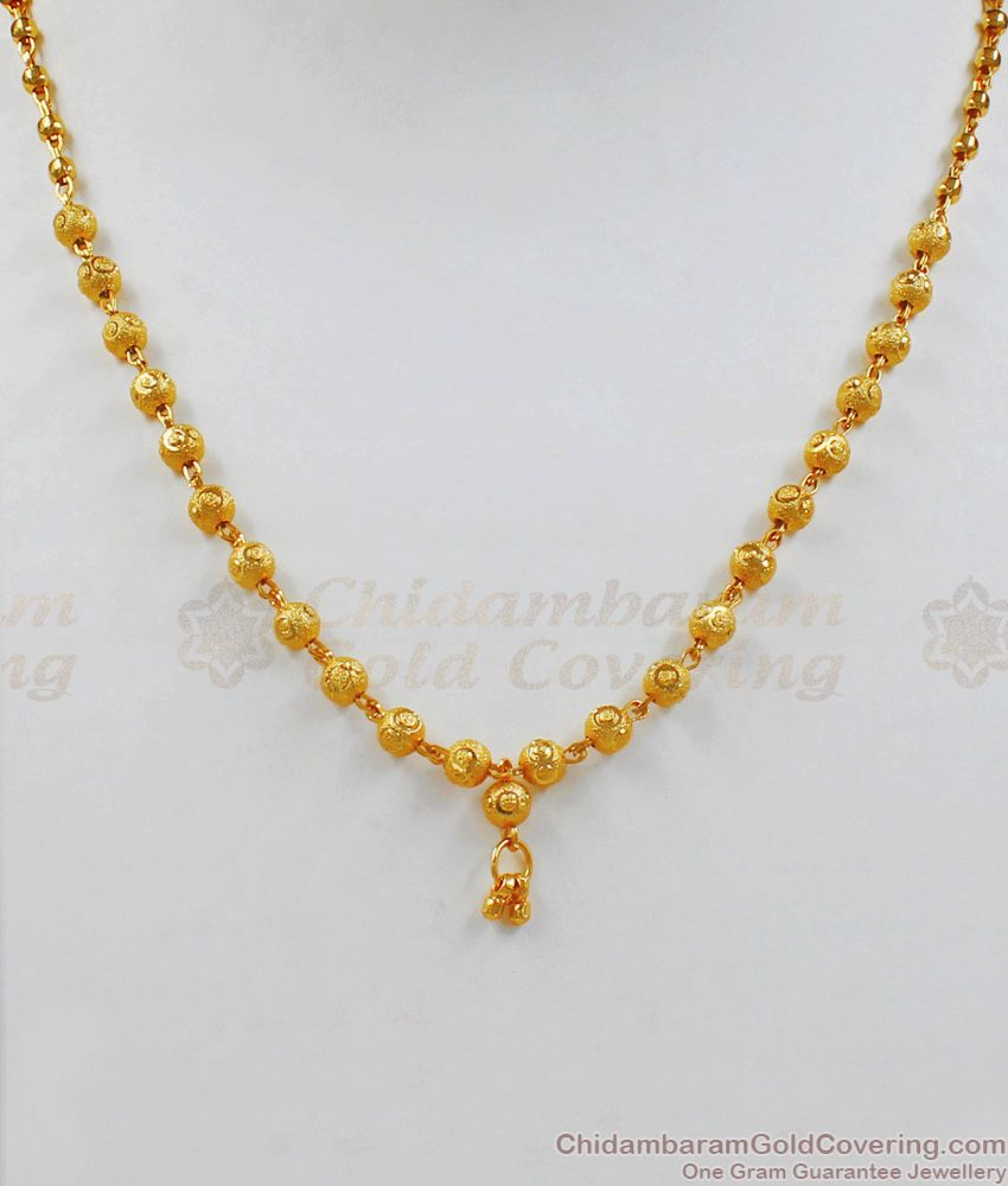 Traditional Small Ball Design Gold Plated Short Chain For Daily Wear ...
