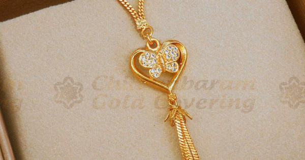 Heart Touching Gold Plated Short Pendant Chain Butterfly Design SMDR2008