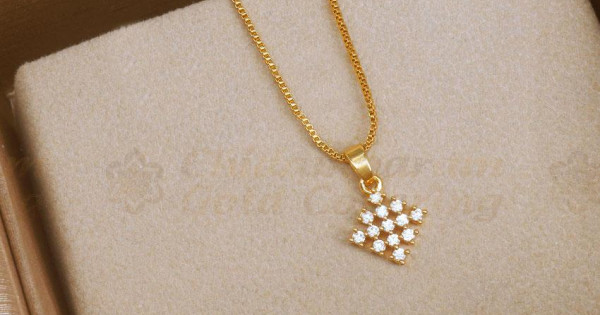 Real Diamond Pattern Gold Pendant Chain Collections SMDR2031