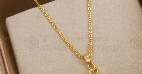 Dual Heart One Gram Gold Pendant Chain Valentines Special SMDR2036