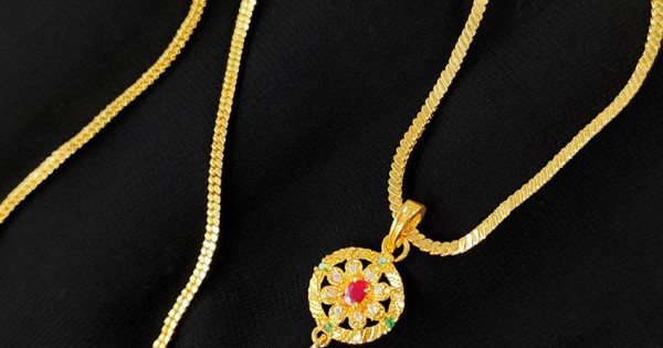 Daily Use|Gold Tone Simple Stone Pendant for Girls