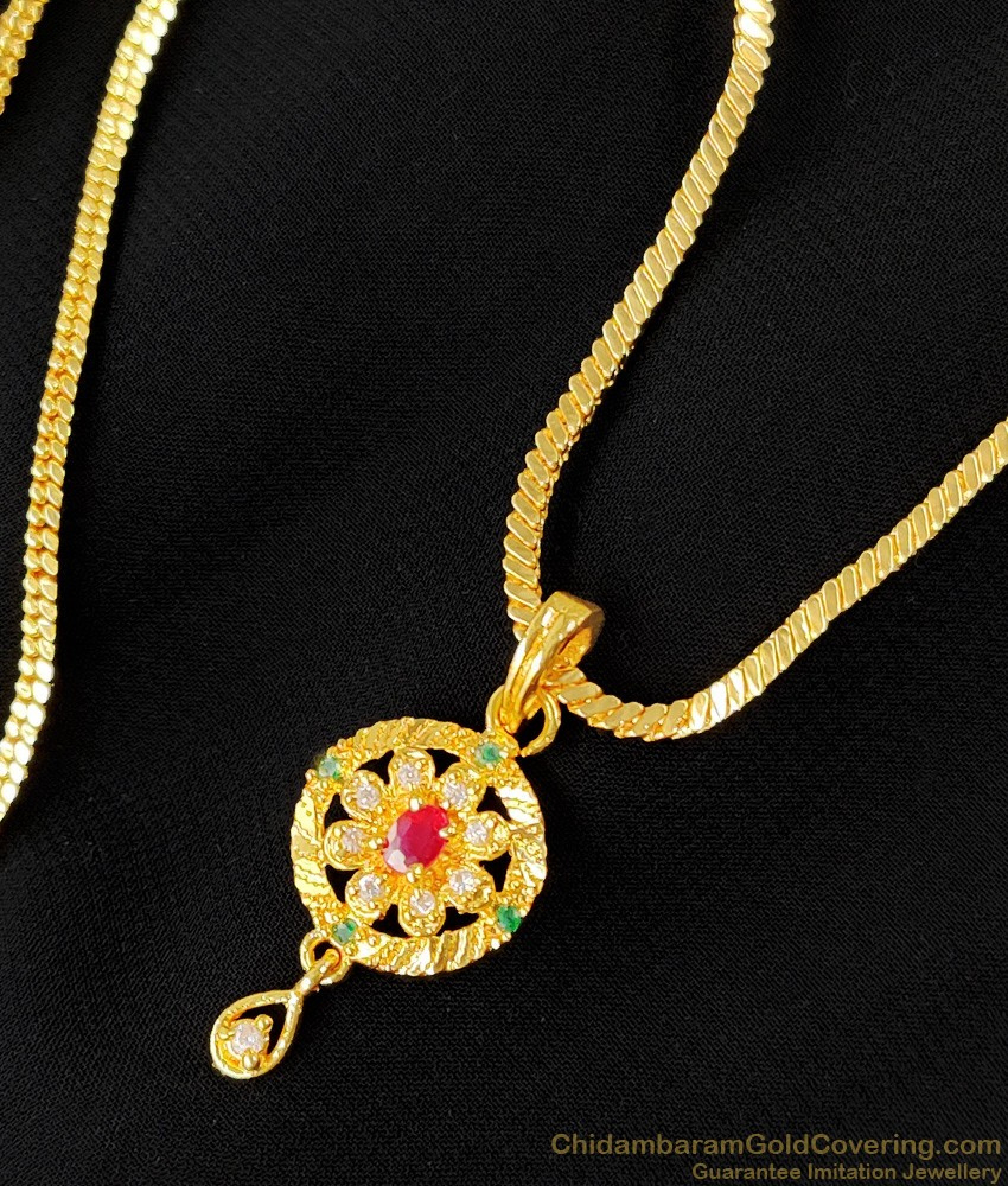 Daily Use|Gold Tone Simple Stone Pendant for Girls