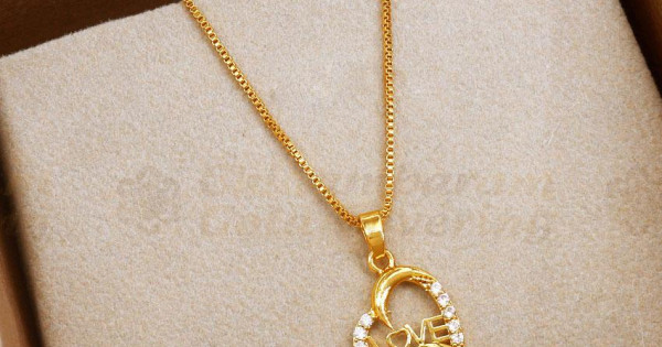 Heart Touching Gold Plated Pendant Chain With Love Wordings SMDR2094