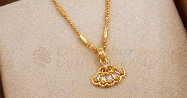 Latest Office Wear Gold Pendant Chain With Stones SMDR2118
