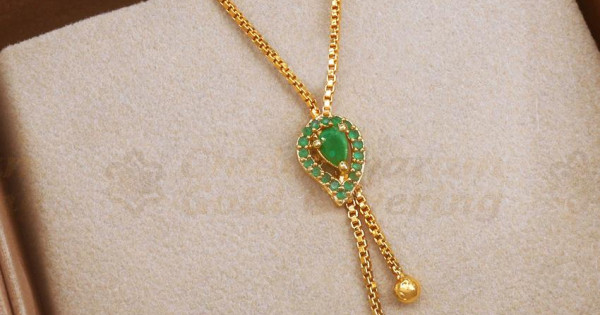 Buy Gold Mango Pendant Emerald Stone Designs Online SMDR2152