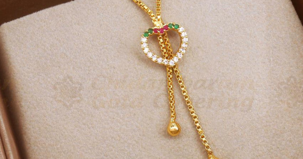 Heart Design Gold Plated Pendant Short Chains With Stones SMDR2154