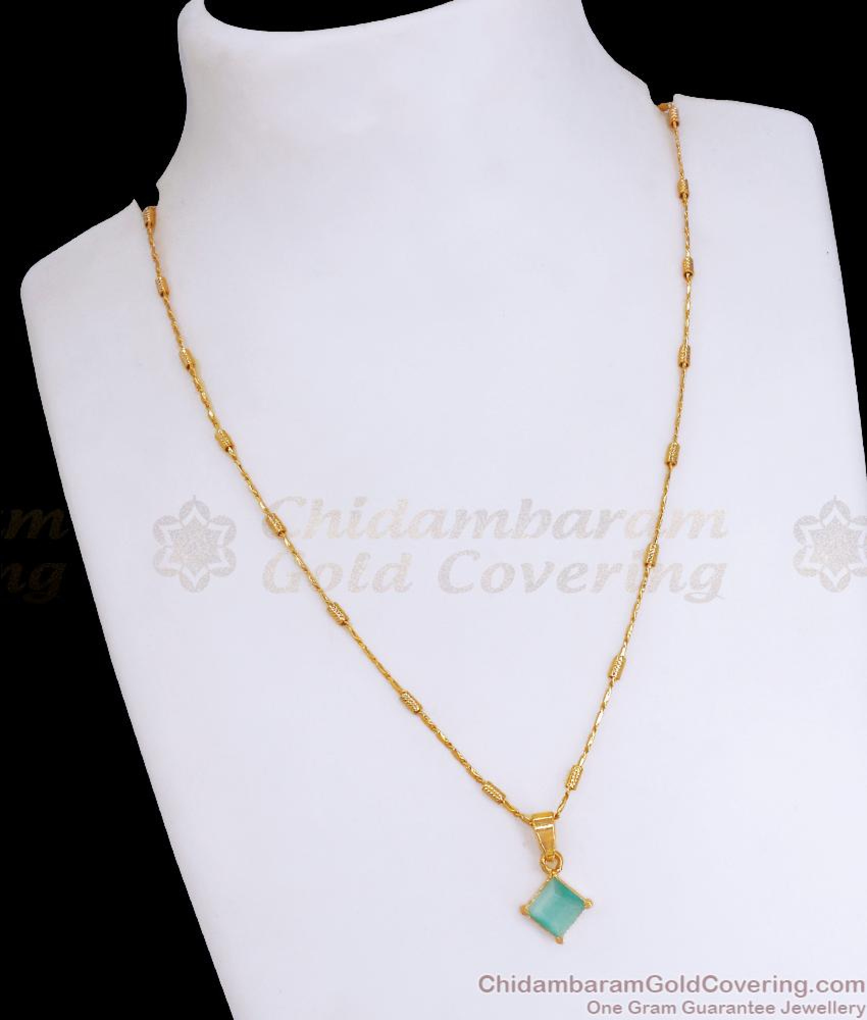 Rare Aqua Blue Stone Pendant Gold Chains Collections SMDR2180