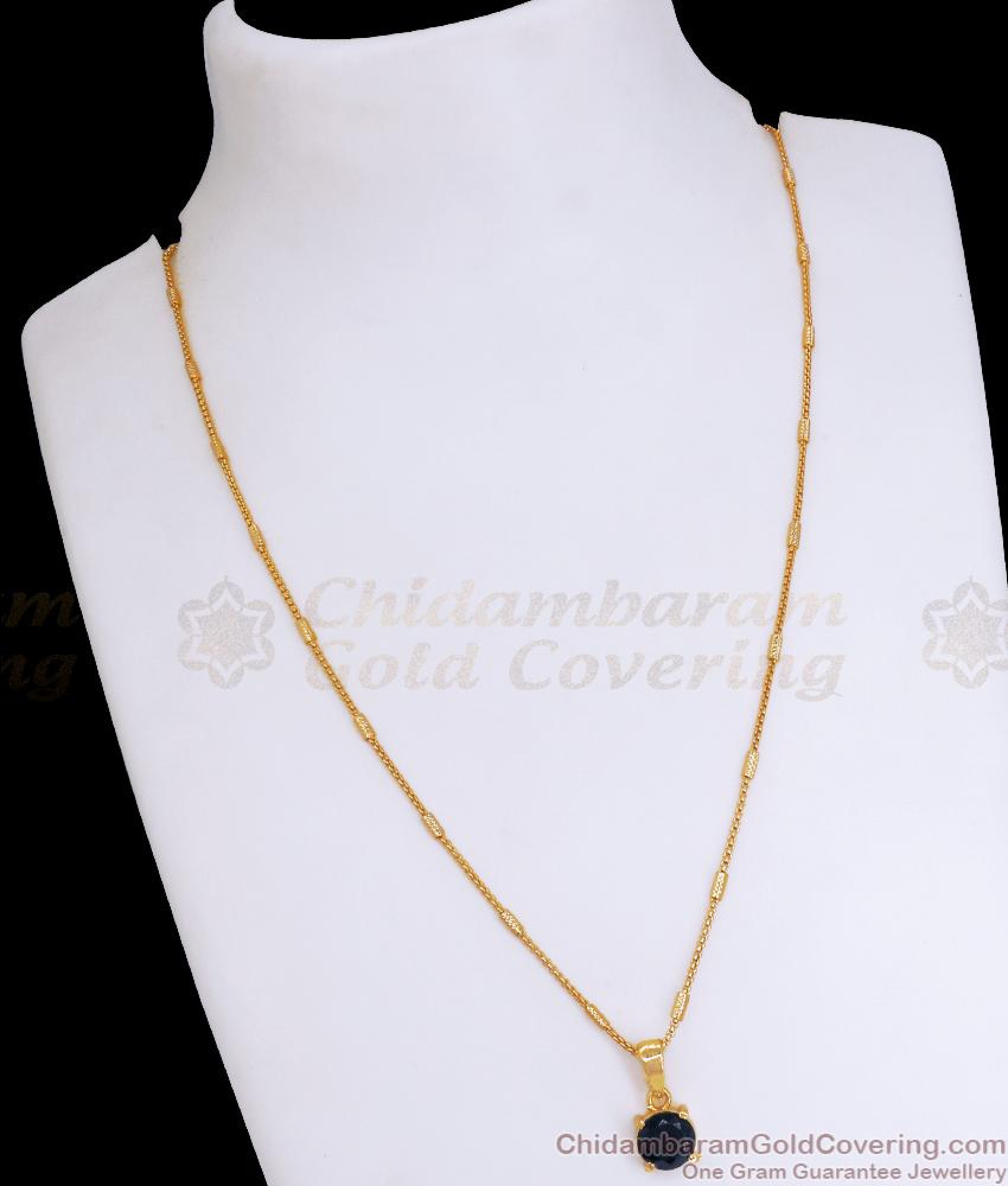 Black Stone Gold Pendant Chains For Daily Use SMDR2181