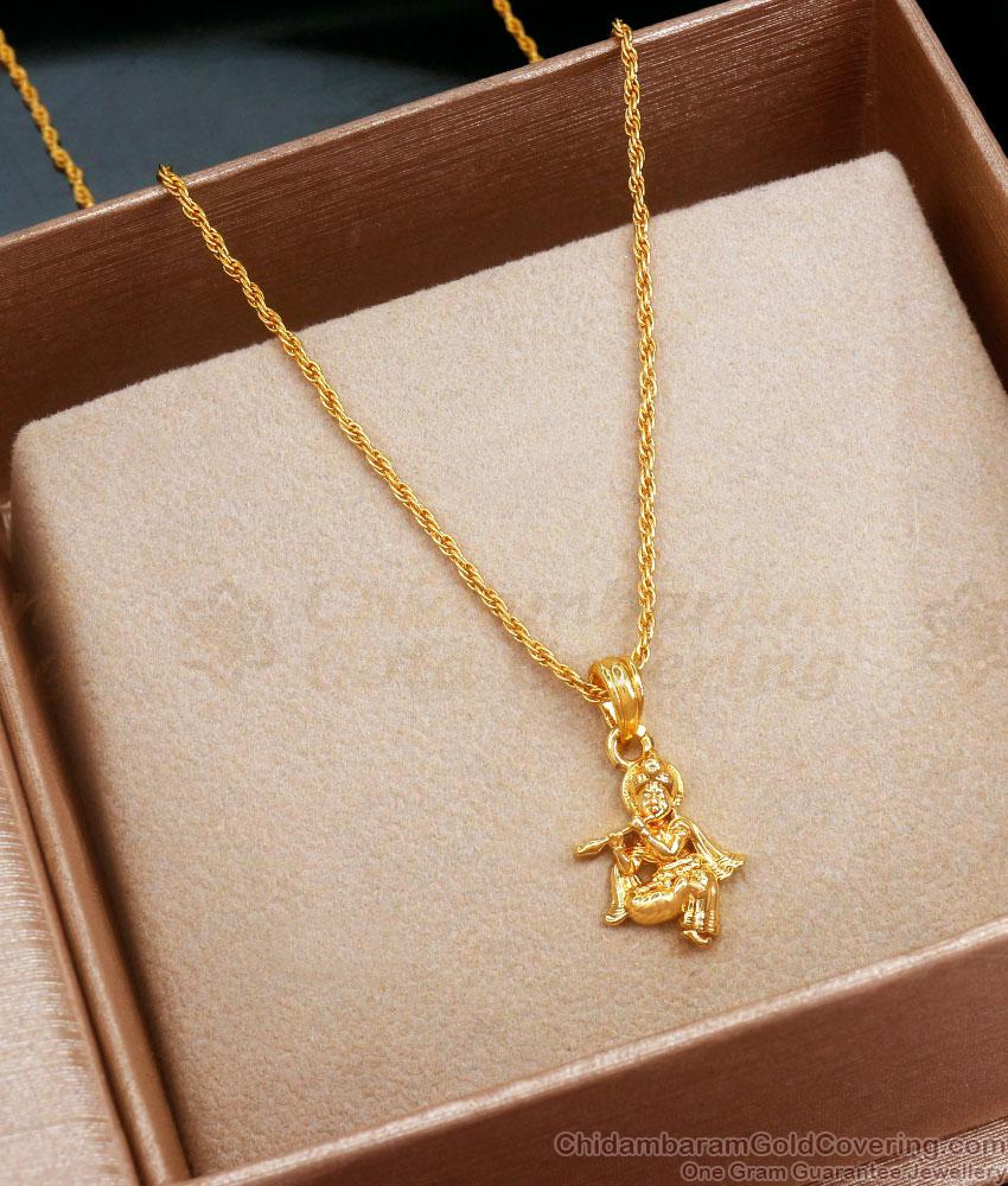 Buy Lord Krishna Gold Pendant Short Chains Online SMDR2185