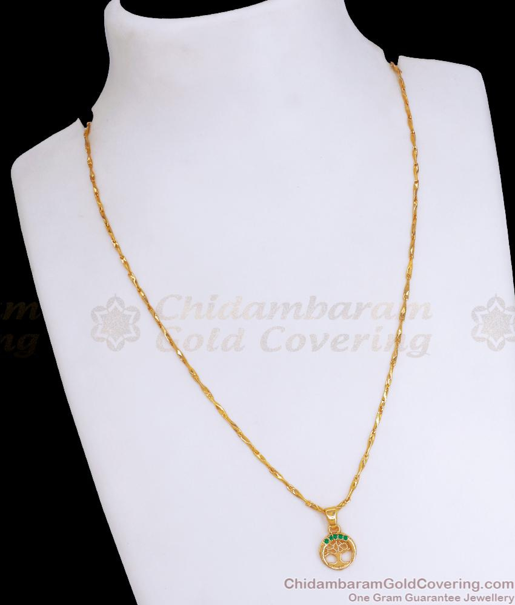 Latest Emerald Pendant With Chain Gold Imitation Designs SMDR2191