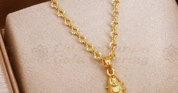 One Gram Gold Solid Fish Pendant Locket Chain Design SMDR2214