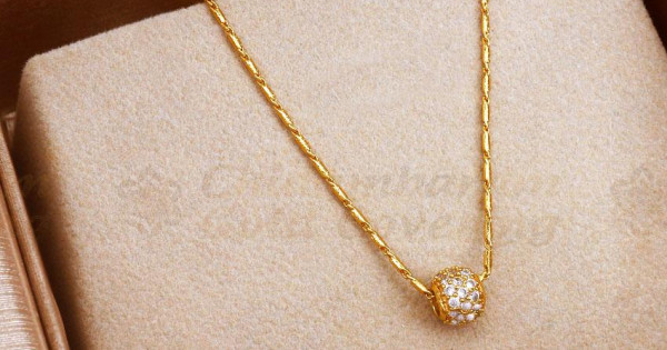 White Stone Ball Gold Plated Pendant Chain SMDR2239
