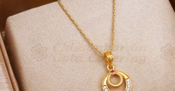 Latest 1 Gram Gold Pendant Chain Stone Design SMDR2262