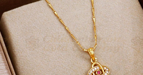 Ruby White Stone Gold Plated Infinity Pendant Necklace SMDR2266