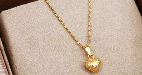 Small Heart Design 1 Gram Gold Pendant Chain Daily Use SMDR2271