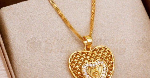 Big Heart Pendant With Gold Chain 1 Gram Gold Jewellery SMDR2285