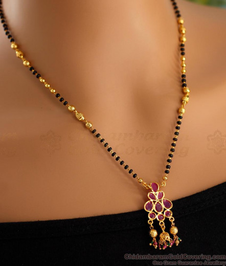 Single Line 1 Gram Gold Mangalsutra Chain Designs Online SMDR942