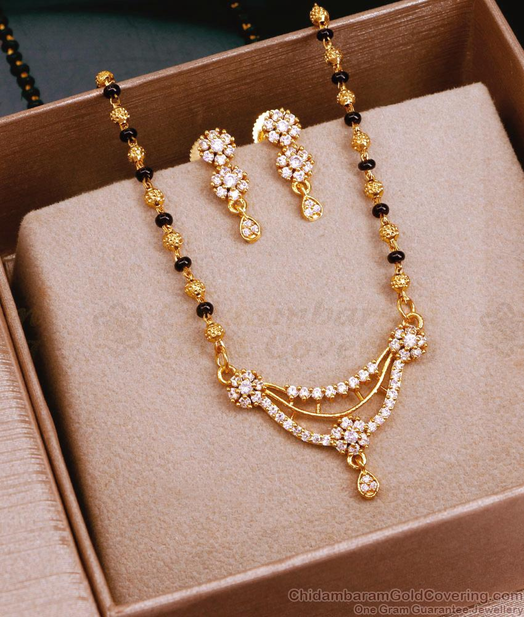 Unique Gold Beaded Karimani Mala Modern Mangalsutra Combo Set SMDR2331