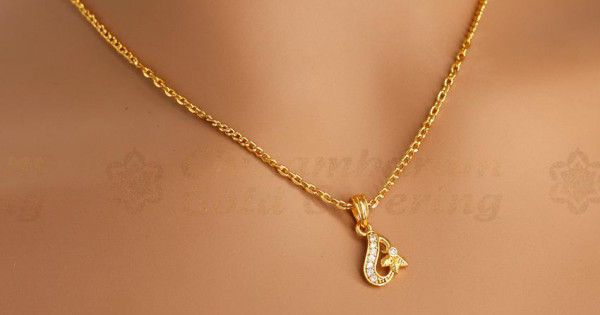 Unique Sachin Gold Chain With American Diamond Pendant SMDR2338