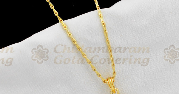 Small Fancy Stone Gold Pendant Chain For Girls SMDR234